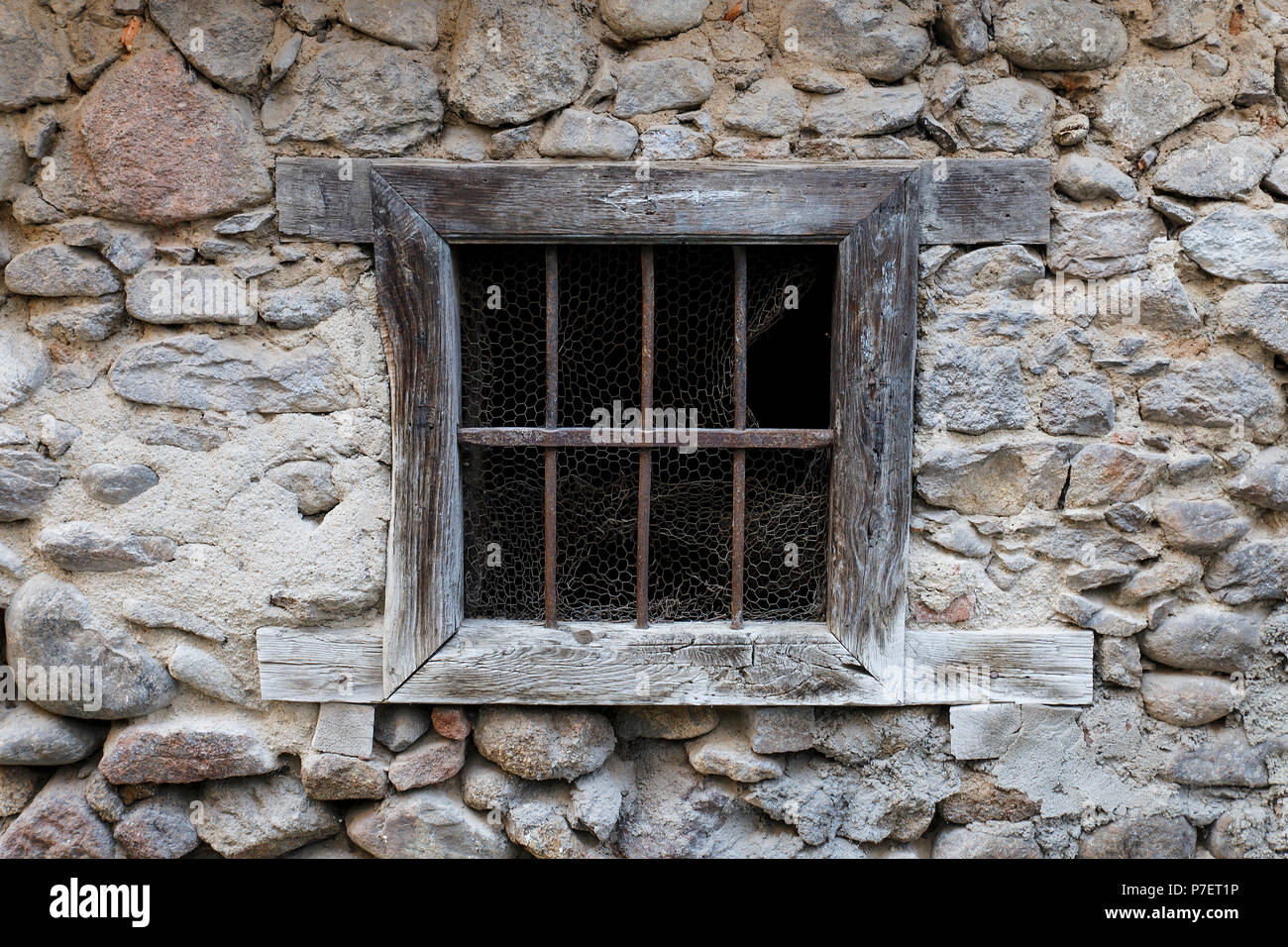 rustic window in a stone wall Stock Photo - Alamy