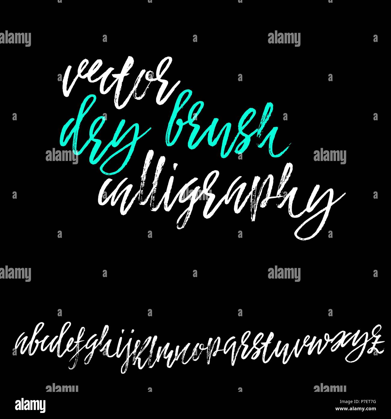 Hand drawn dry brush lettering. Grunge style alphabet. Handwritten font ...