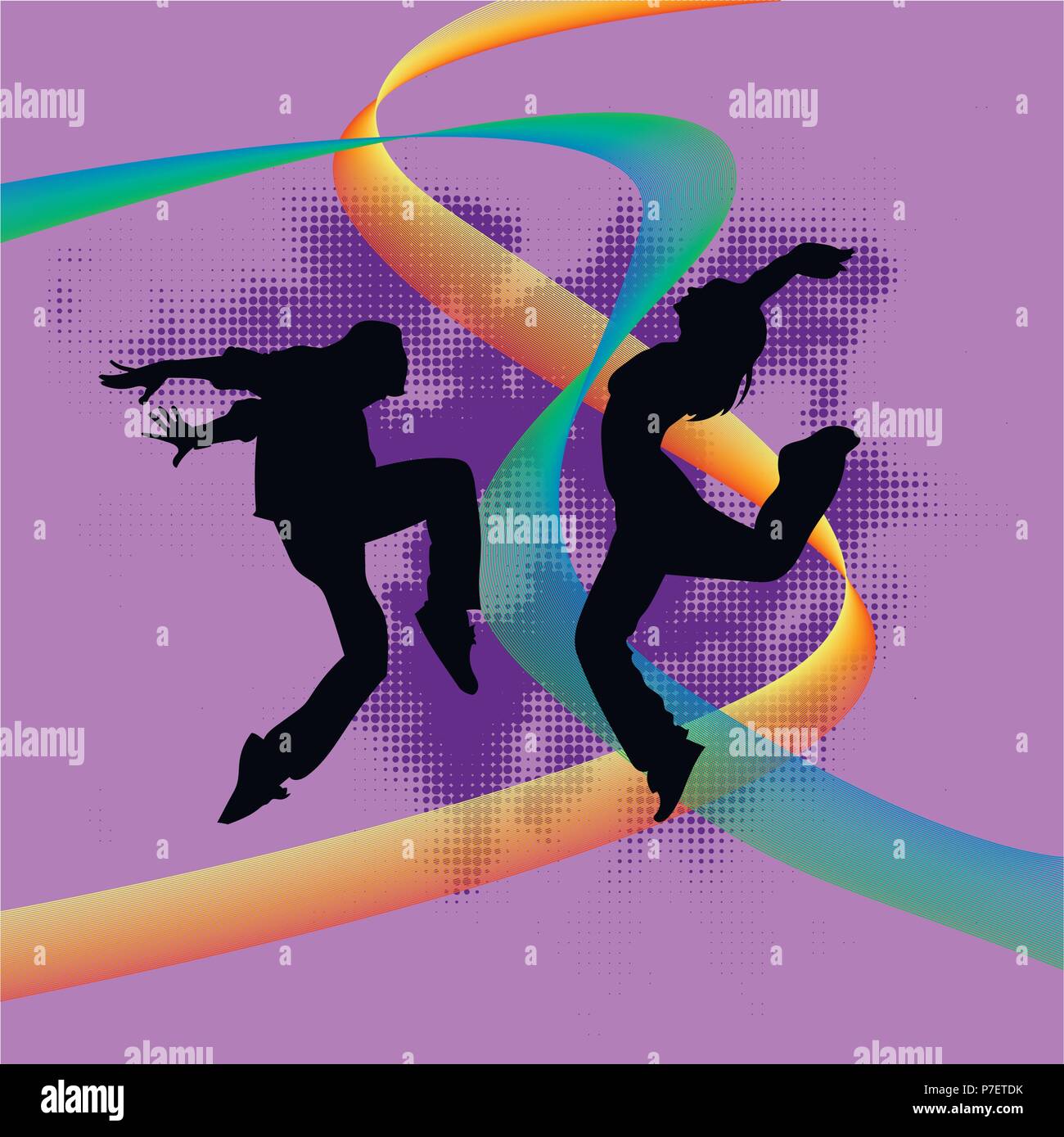 Illustration Silhouette Retro Dancing Dance High Resolution Stock ...