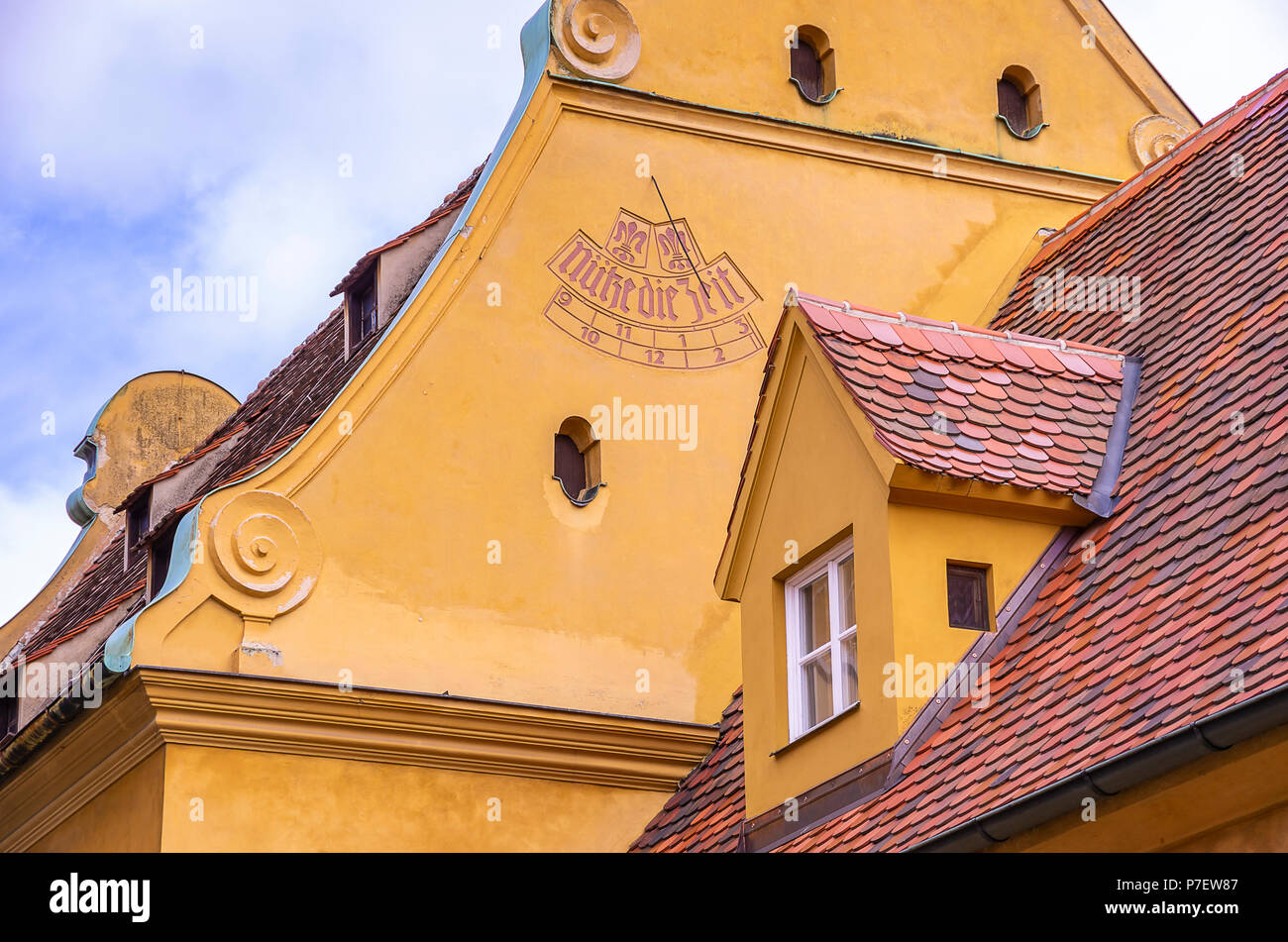 Fuggerei, Augsburg, Bavaria, Germany - Southern gable of St. Markus ...