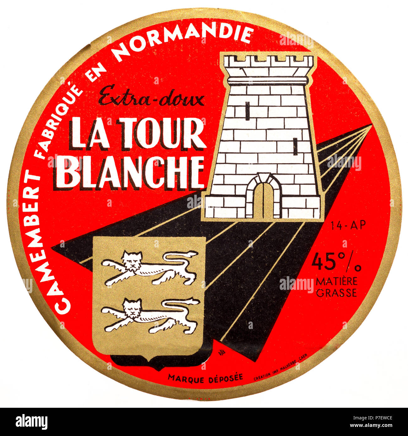 French Camembert cheese box-top label Stock Photo - Alamy