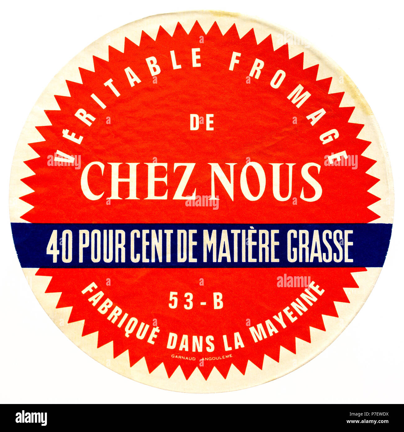 French Camembert cheese box-top label Stock Photo - Alamy