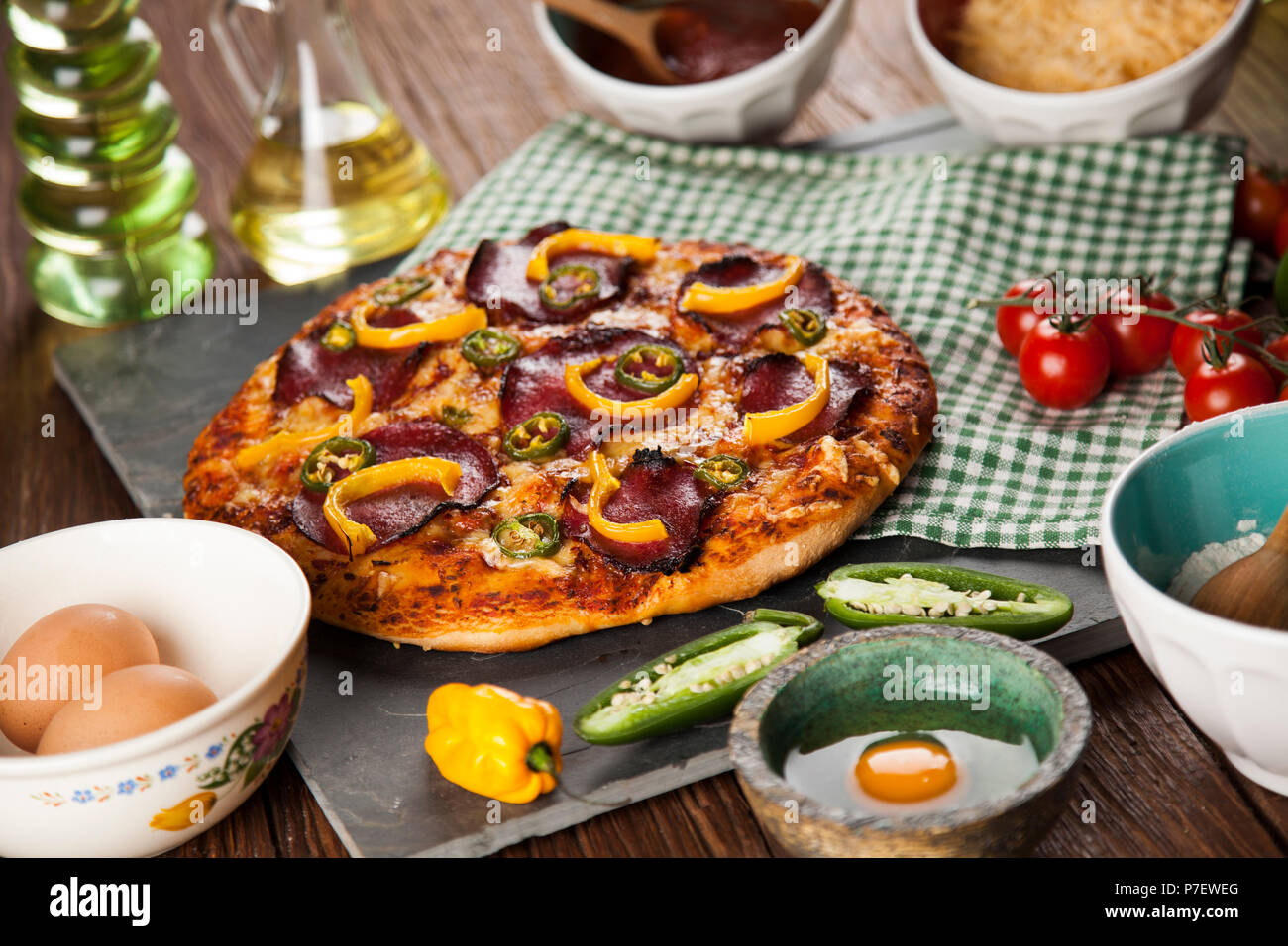 Pizza cooking ingredients Stock Photo - Alamy