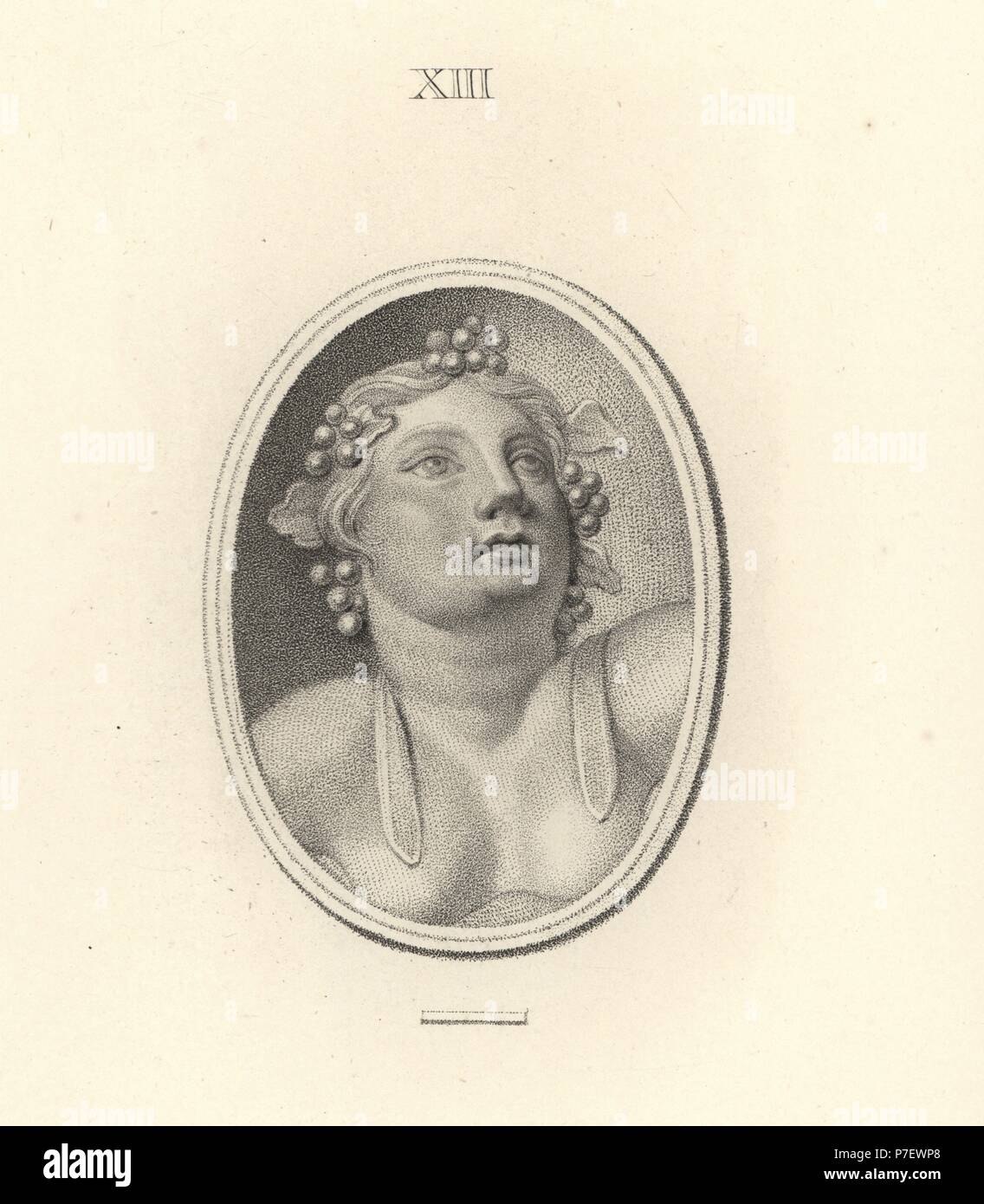 Bacchus, Roman god of wine, with grapes and vineleaves in his hair ...