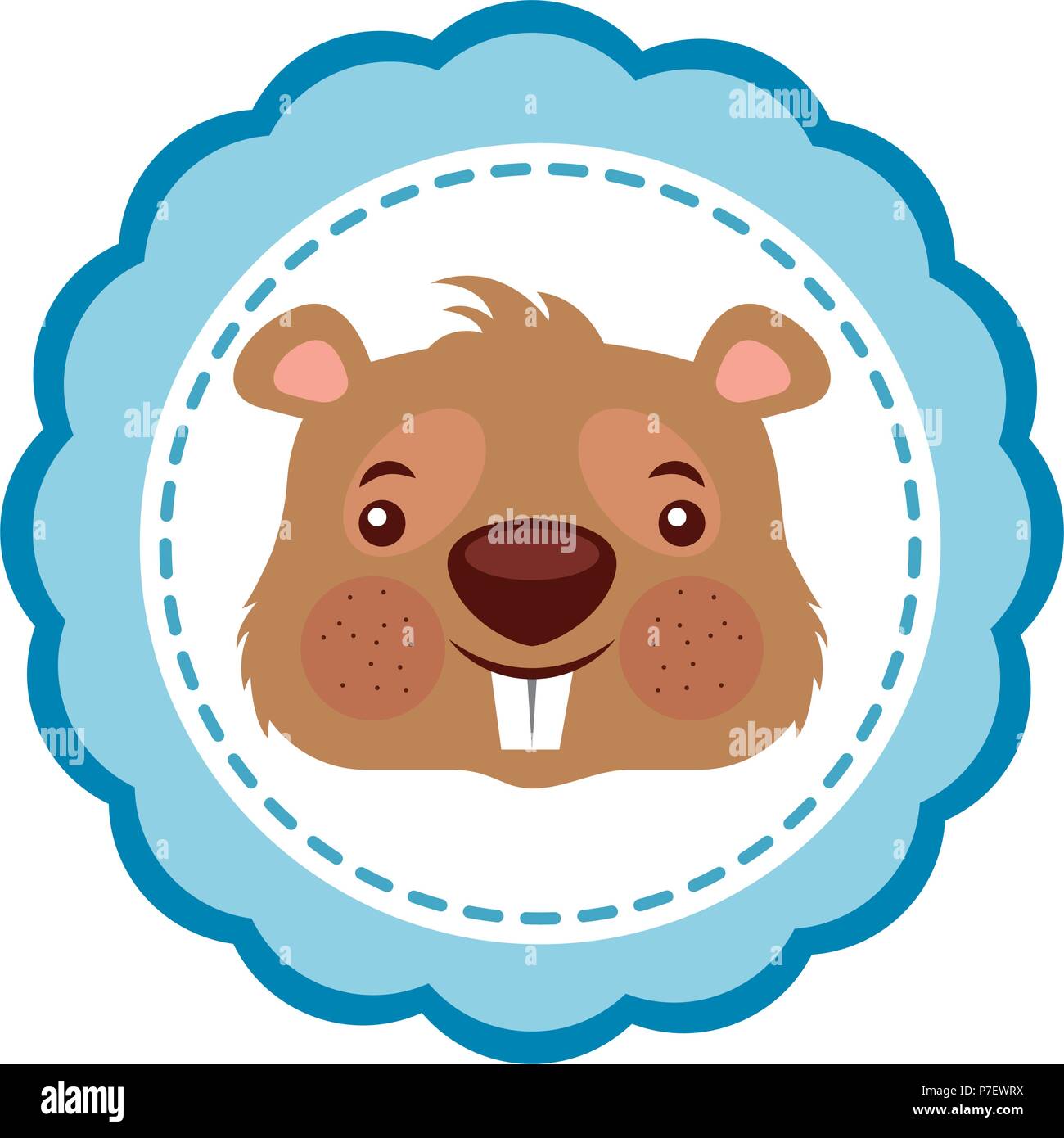 cute beaver rodent funny label vector illustration Stock Vector Image ...