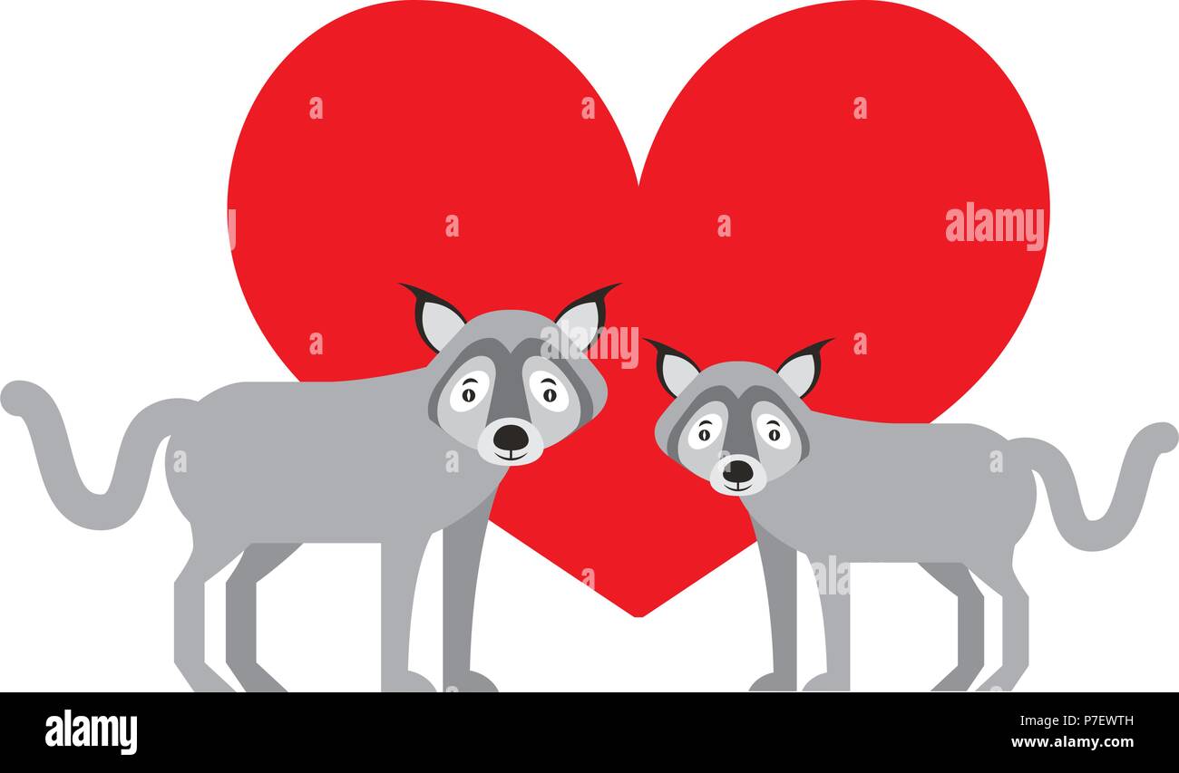 Cute Cartoon Wolves In Love