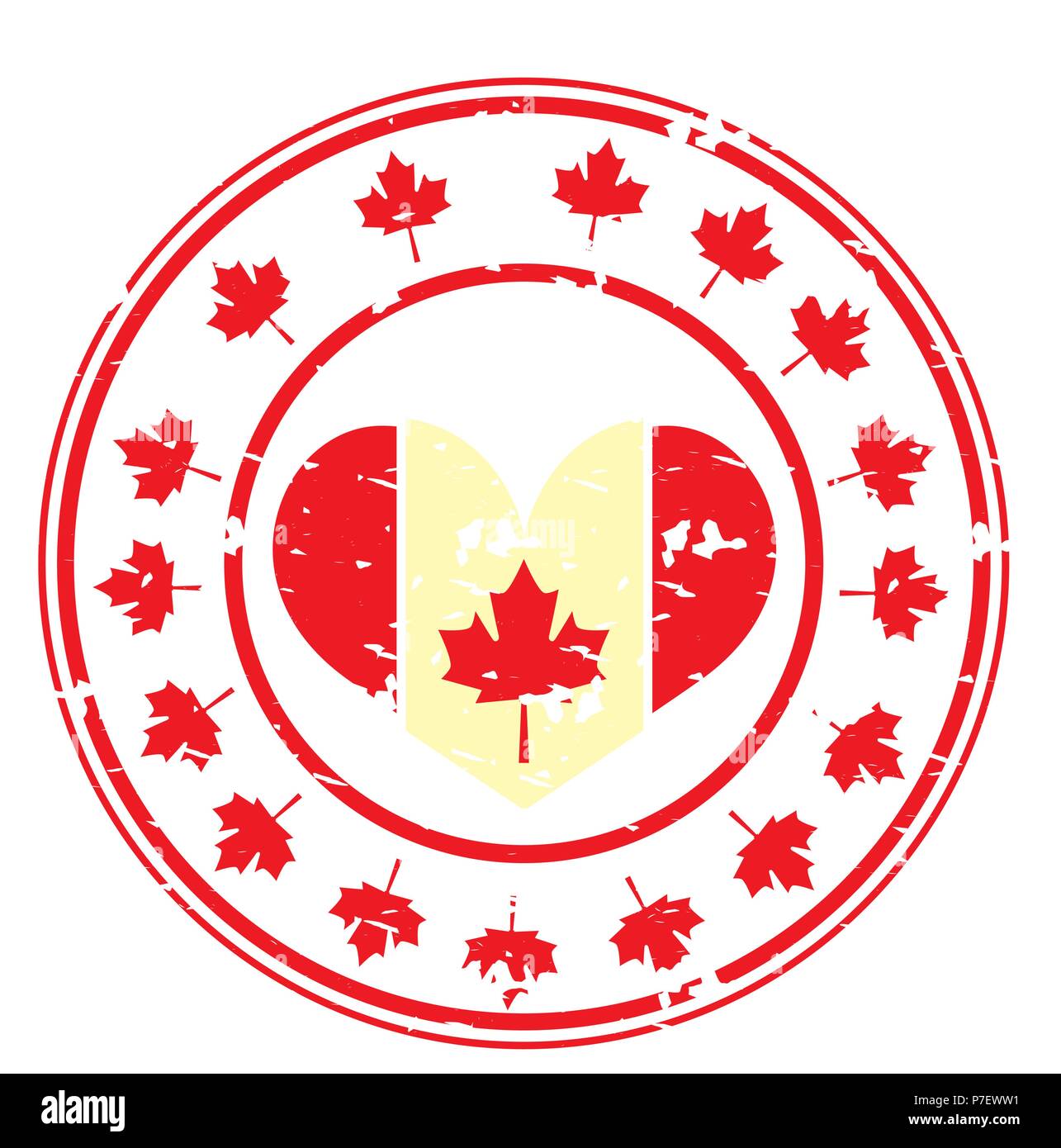 grunge style canadian flag in label decoration vector illustration ...