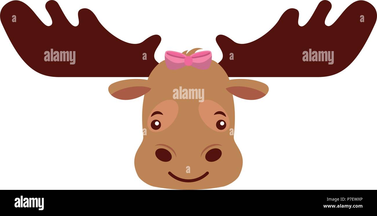 cute beautiful female moose with bow vector illustration Stock Vector ...