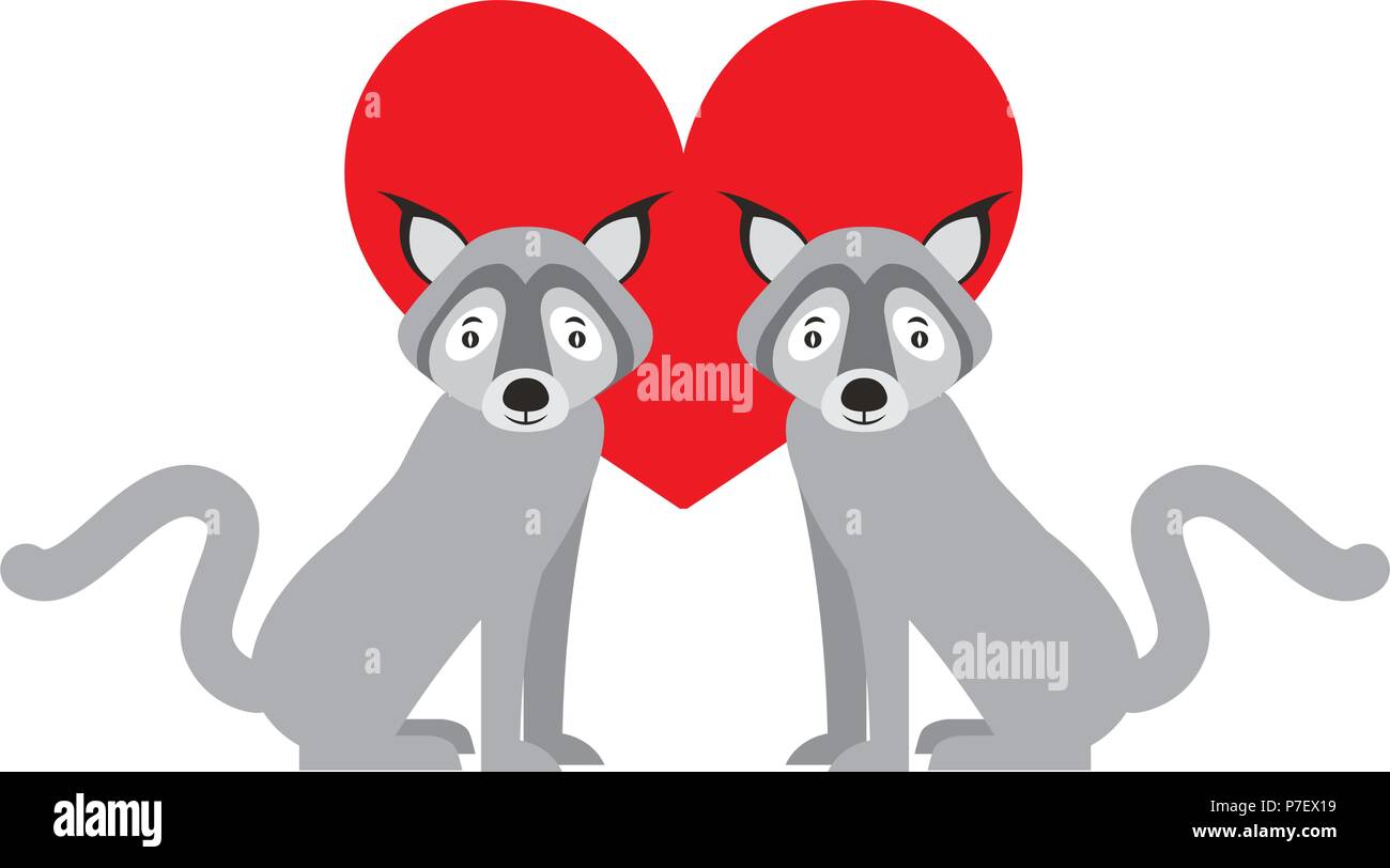 Cute Cartoon Wolves In Love