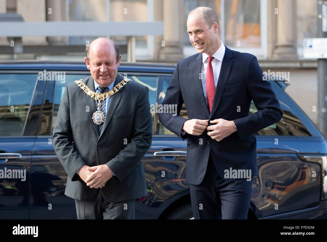 The Duke of Cambridge with the Lord Provost Frank Ross, arriving to ...