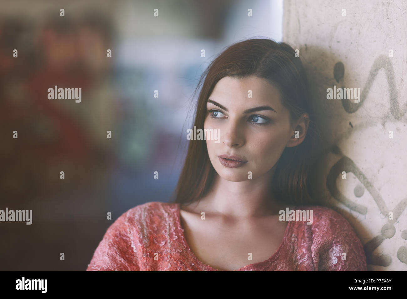 Girl near the wall hi-res stock photography and images - Alamy