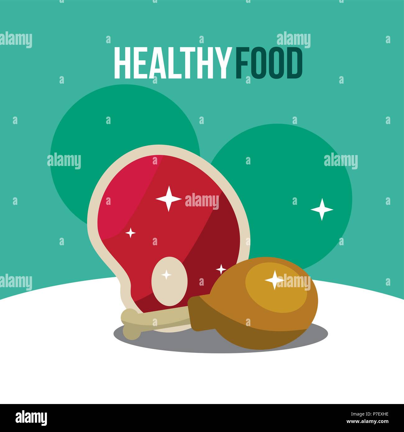 meat and chicken leg healthy food vector illustration Stock Vector ...