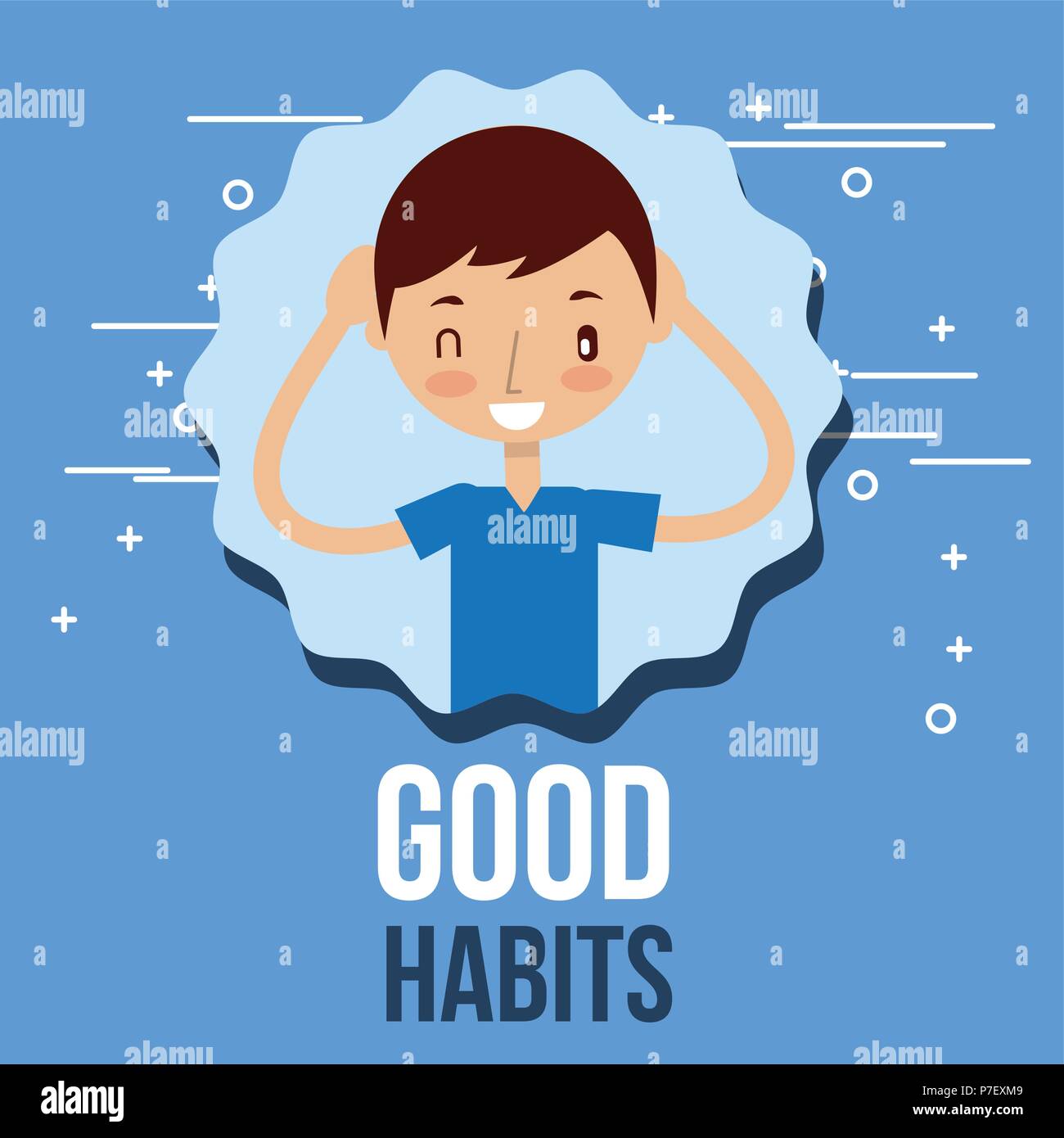 cute boy training activity good habits vector illustration Stock Vector ...