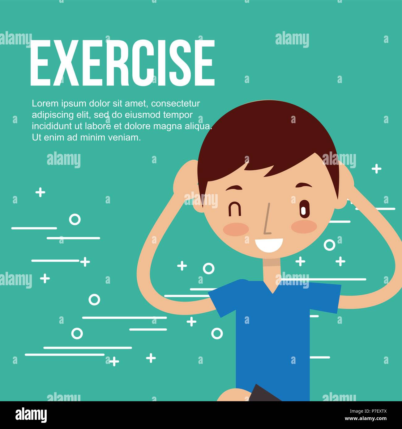 cute boy making exercise stretching sport vector illustration Stock ...