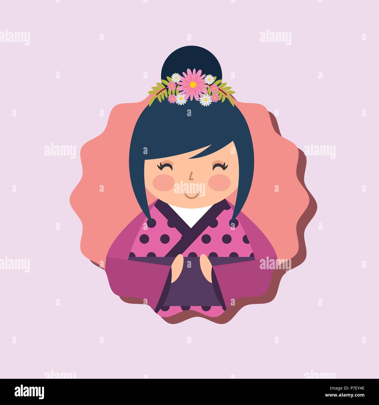 cute traditional japanese kokeshi doll in kimono Stock Vector Image ...
