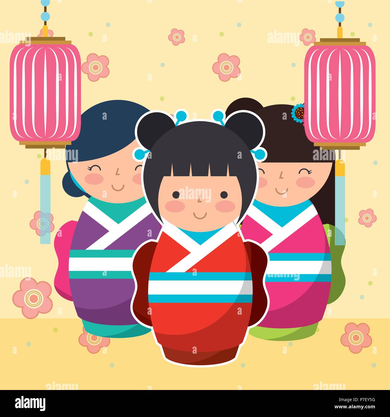 Cute baby girl in kimono dress hi-res stock photography and images - Alamy