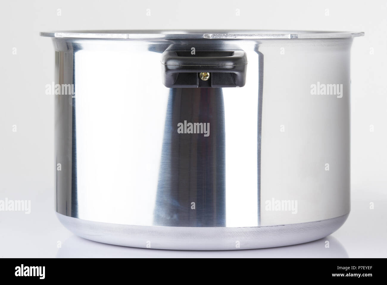 Side view of metal pot isolated on white background Stock Photo - Alamy