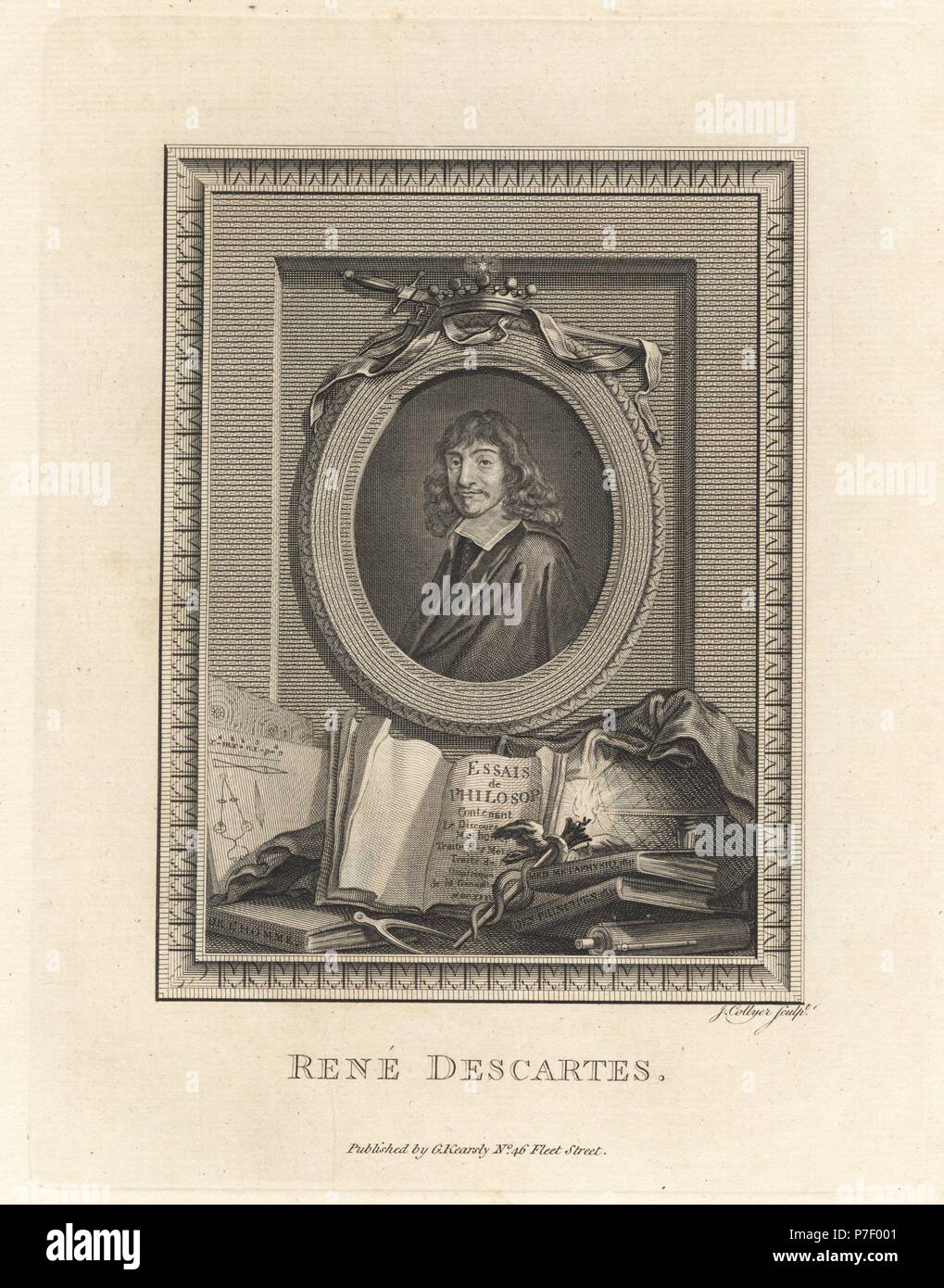 Rene Descartes, French philosopher and writer. Copperplate engraving by ...