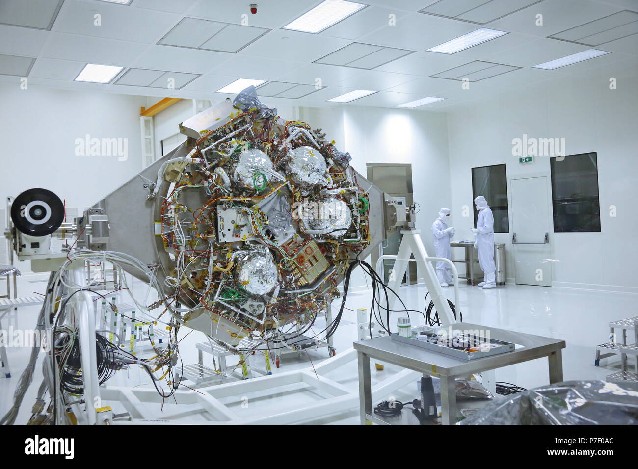 Turin, Italy - October 2014: Technicians working on the ExoMars probe ...