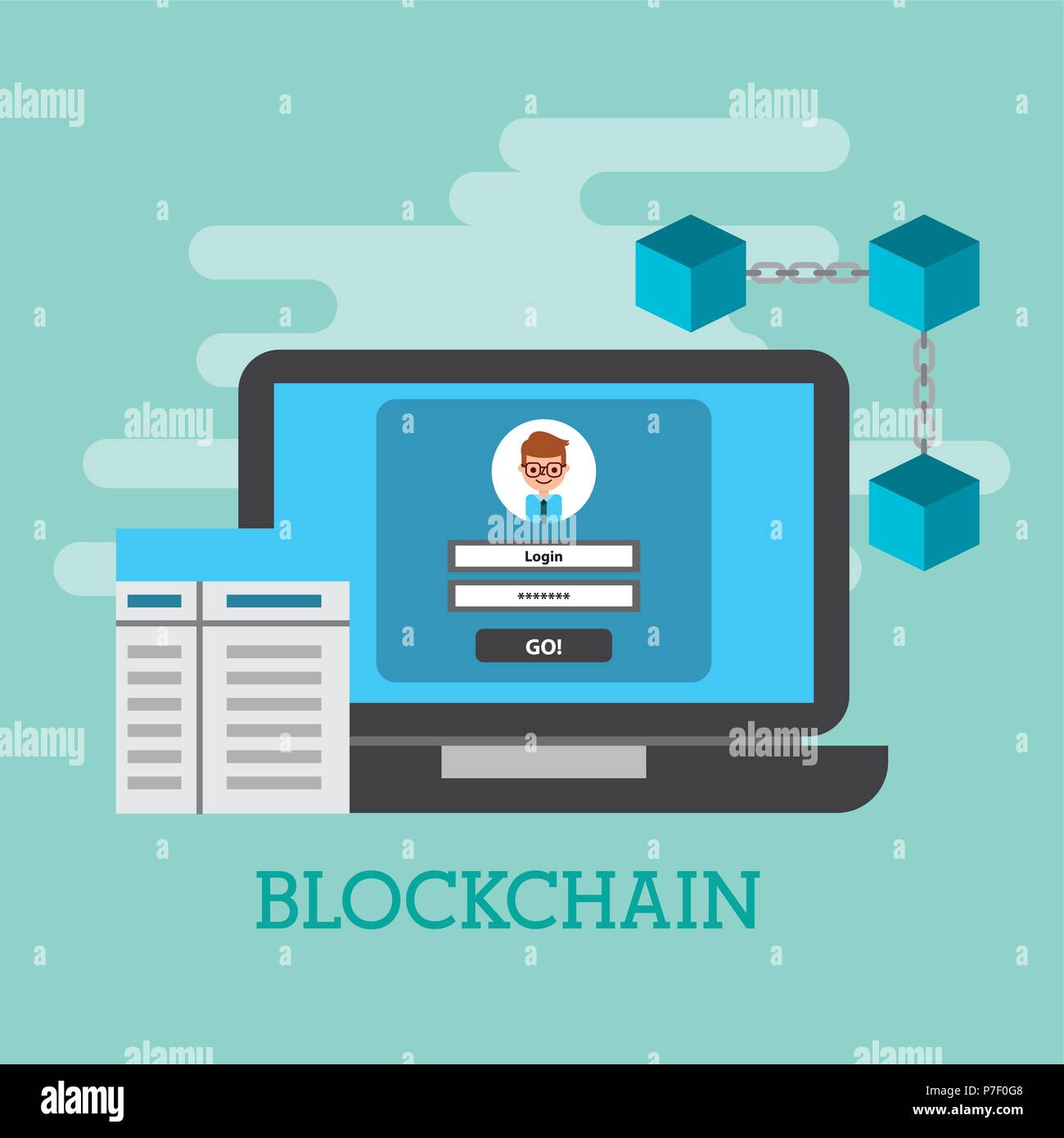 laptop access internet login technology blockchain Stock Vector Image ...