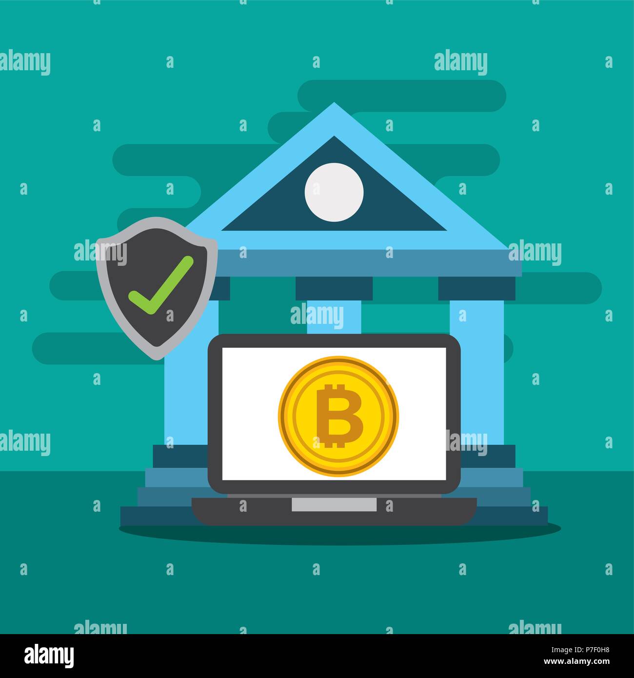 bank laptop bitcoin online check mark Stock Vector Image & Art - Alamy