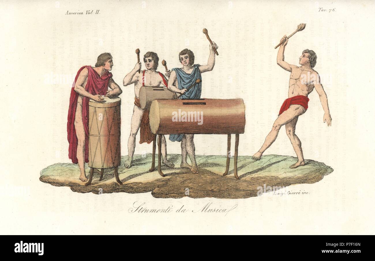 Musical instruments of the Aztecs, including types of sacred drums ...