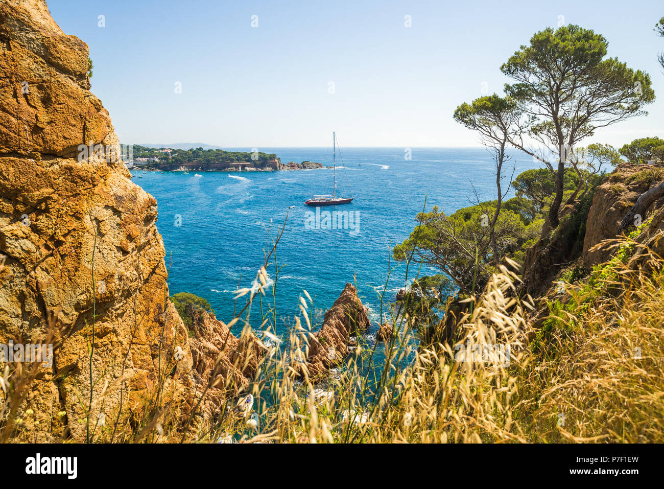 Beautiful coast and sea aerial scenery in Costa Brava, Catalonia, Spain ...