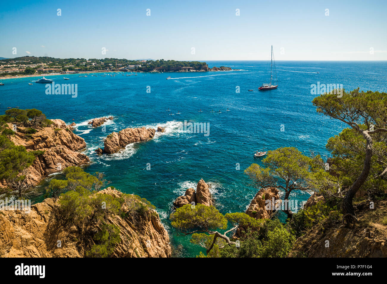 Beautiful coast and sea aerial scenery in Costa Brava, Catalonia, Spain ...