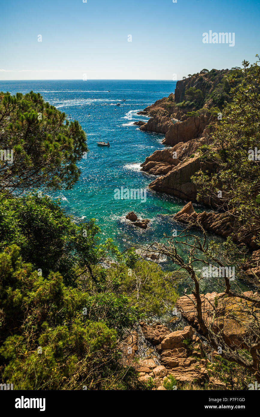 Beautiful coast and sea aerial scenery in Costa Brava, Catalonia, Spain ...
