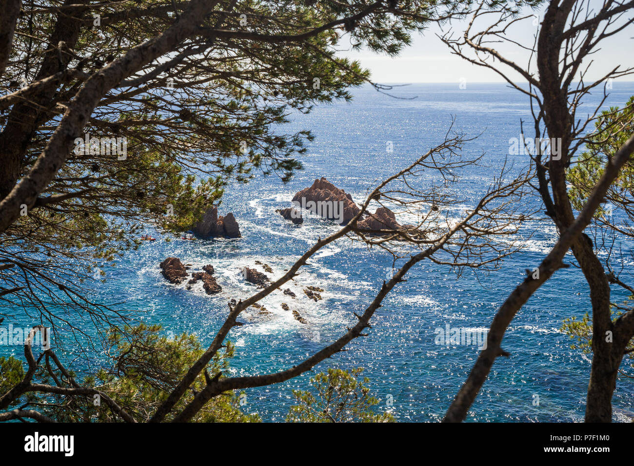 Beautiful coast and sea aerial scenery in Costa Brava, Catalonia, Spain ...