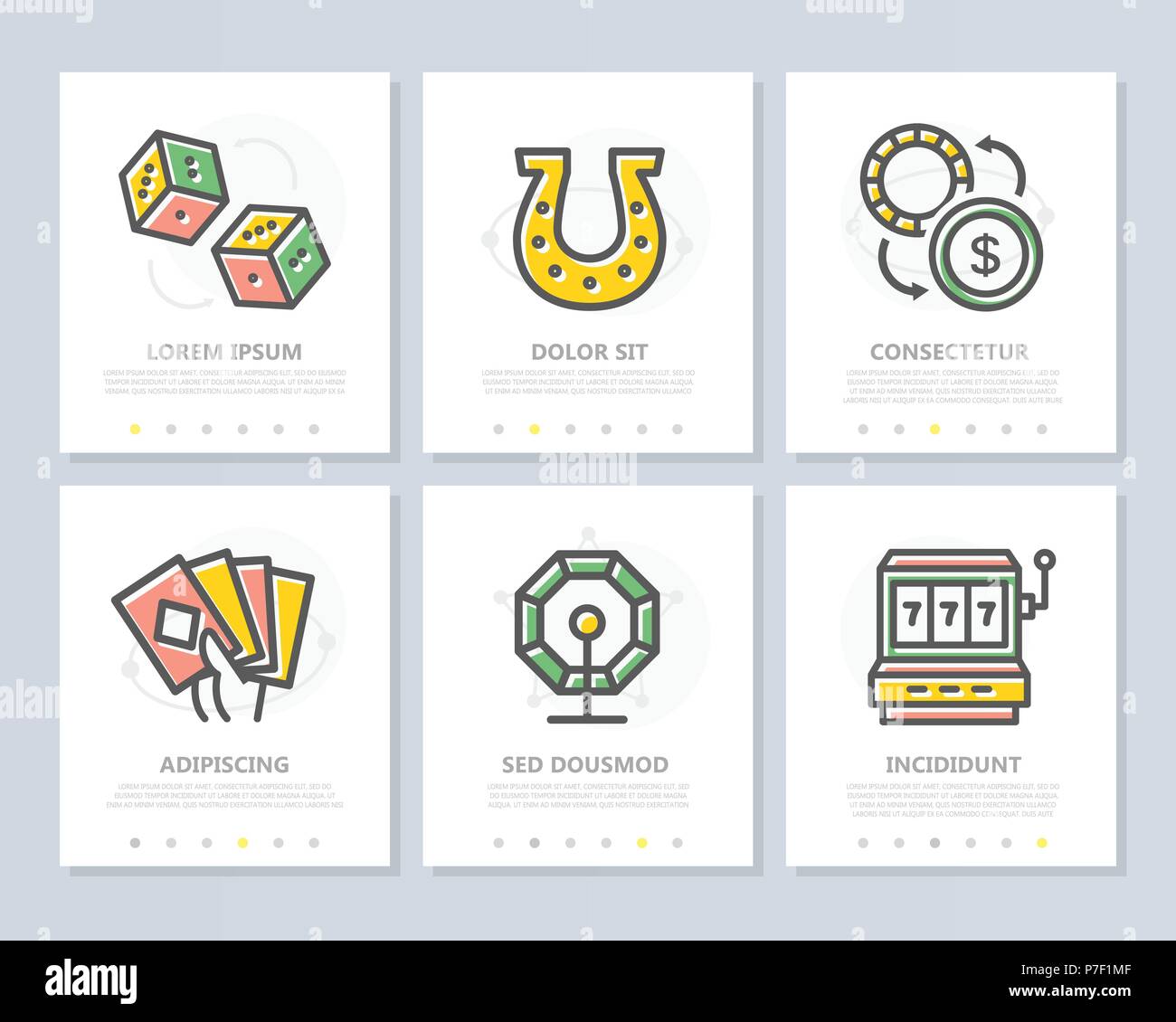 Set of vector gambling and casino colored elements for multipurpose a4 ...