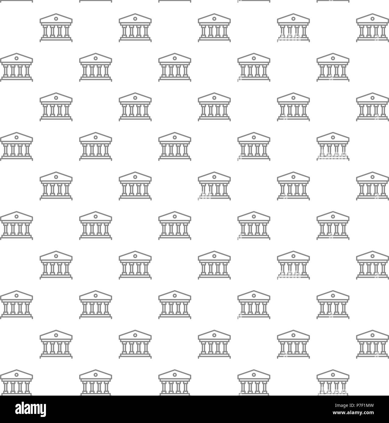 Simple building with columns seamless pattern with various icons and ...