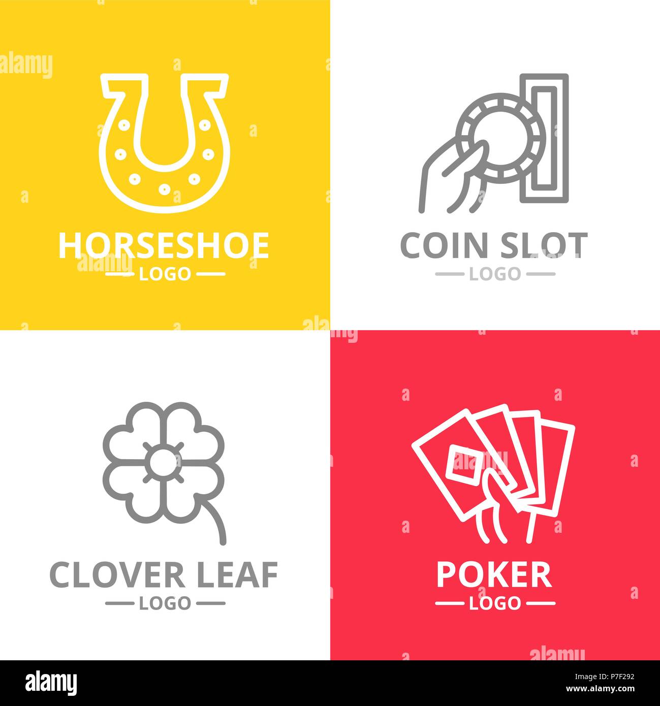 Set of vector gambling and casino logo or insignia, emblems, labels and ...