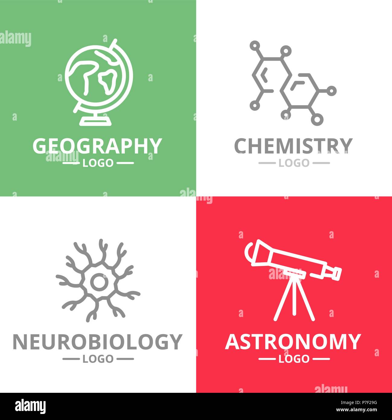 Set of vector science and research logo or insignia, emblems, labels ...