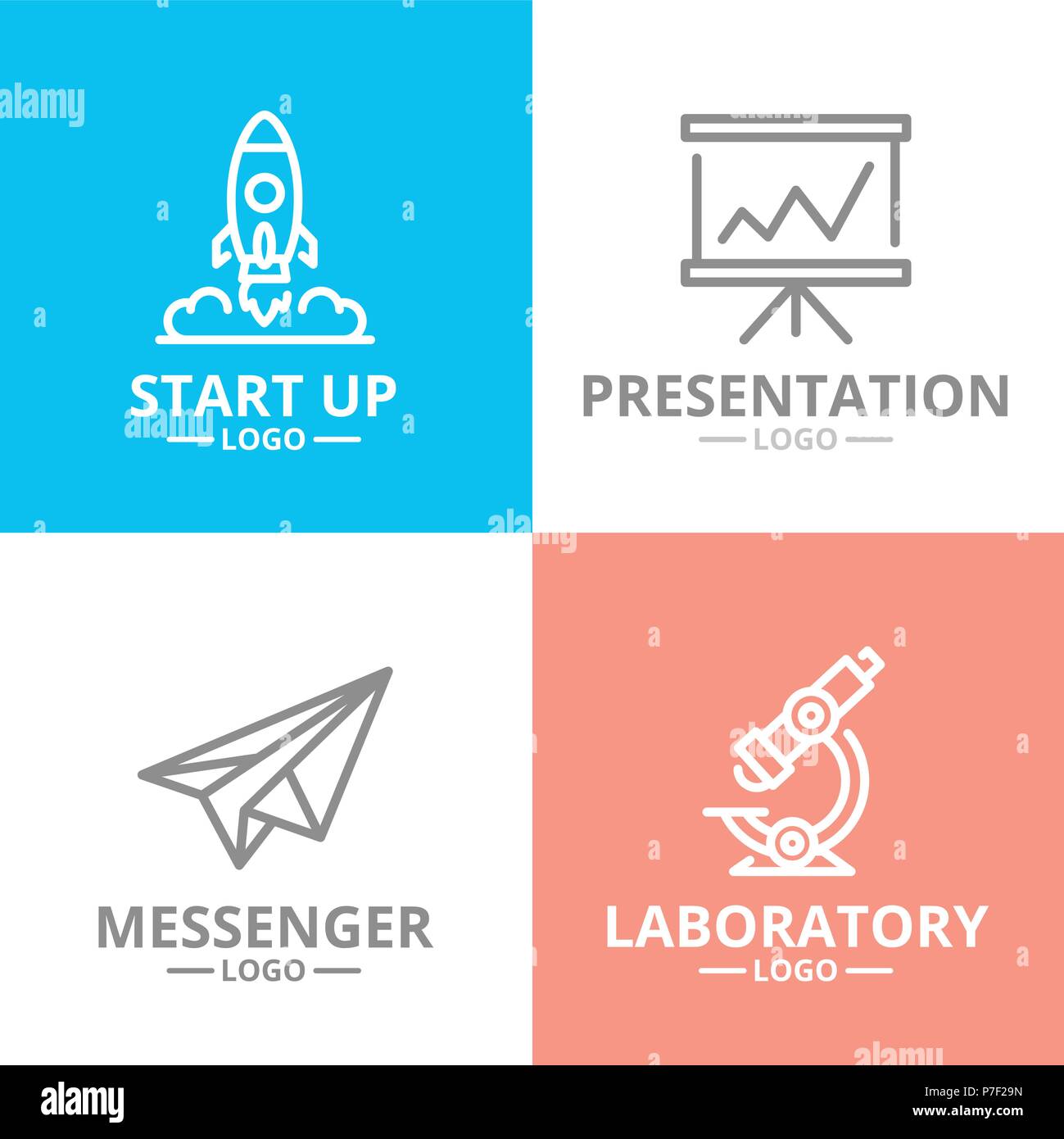 Set of vector startup and business logo or insignia, emblems, labels ...