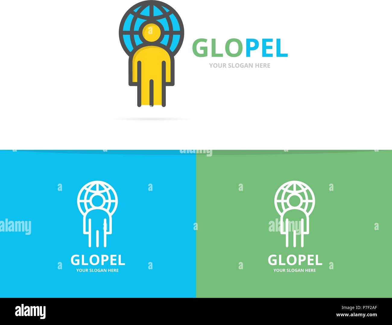 Simple man with the planet logo design template. Symbol and sign vector ...