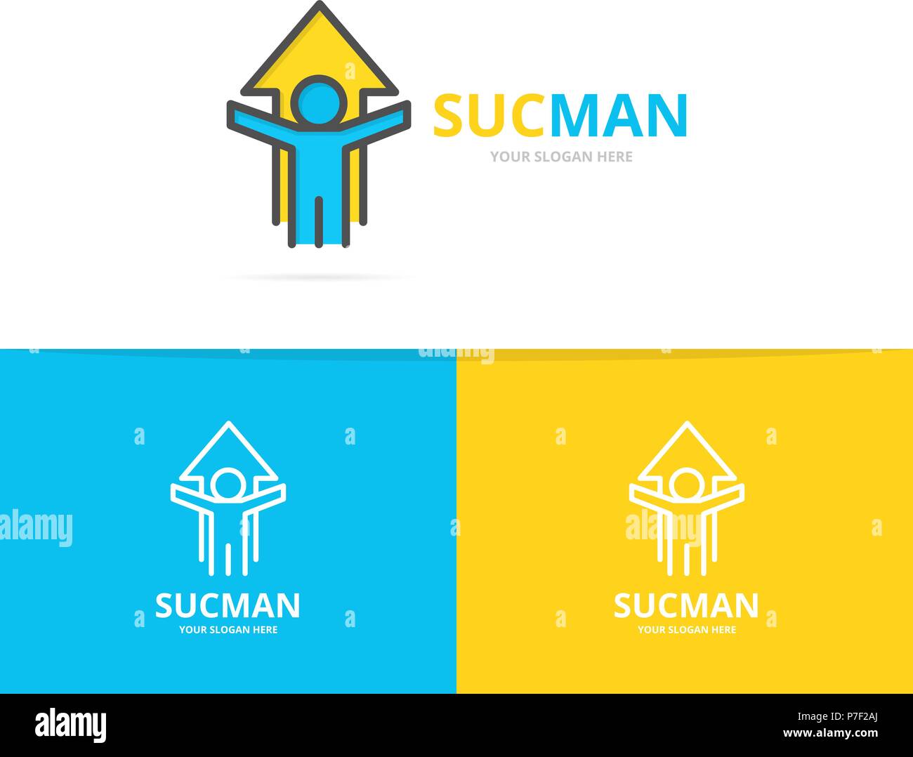 Simple man with arrow, growth, success logo design template. Symbol and ...