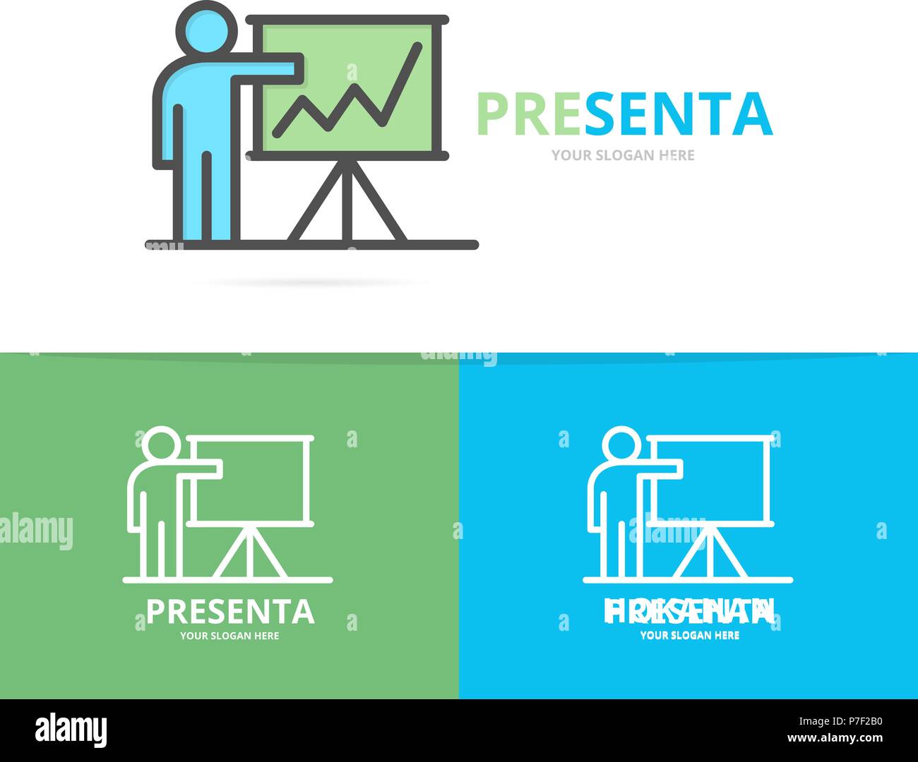 Simple teacher or man with presentation logo design template. Symbol ...