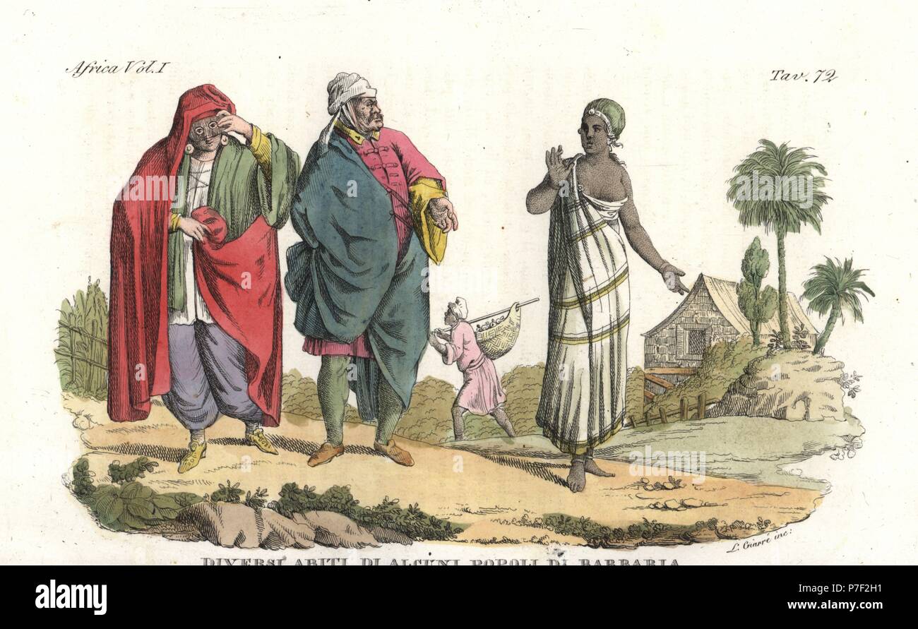 Costumes of the Berbers in the kingdom of Fez, North Africa, including ...