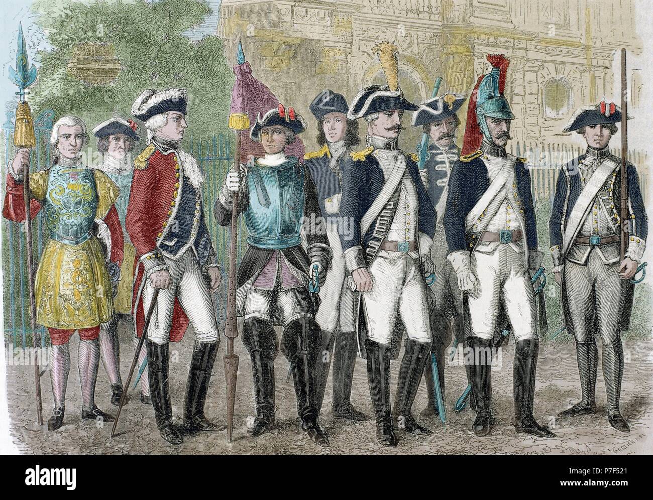 Soldiers of the National Guard during the French Revolution. Engraving ...