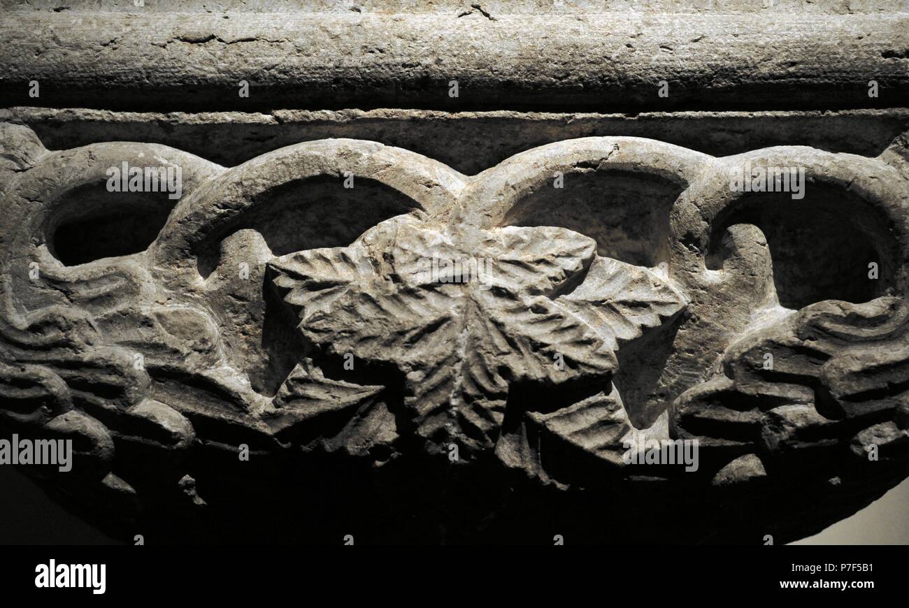 Middle Ages. Capital in limestone. 14th century. Detail. Historical ...