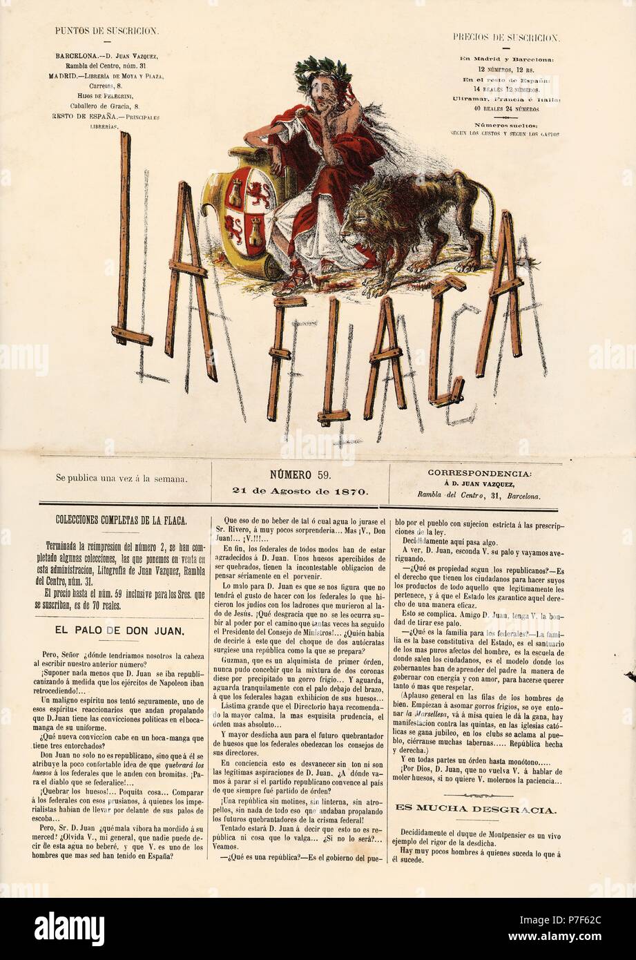 Portada del semanario "La Flaca", editado en Barcelona el 21 agosto ...