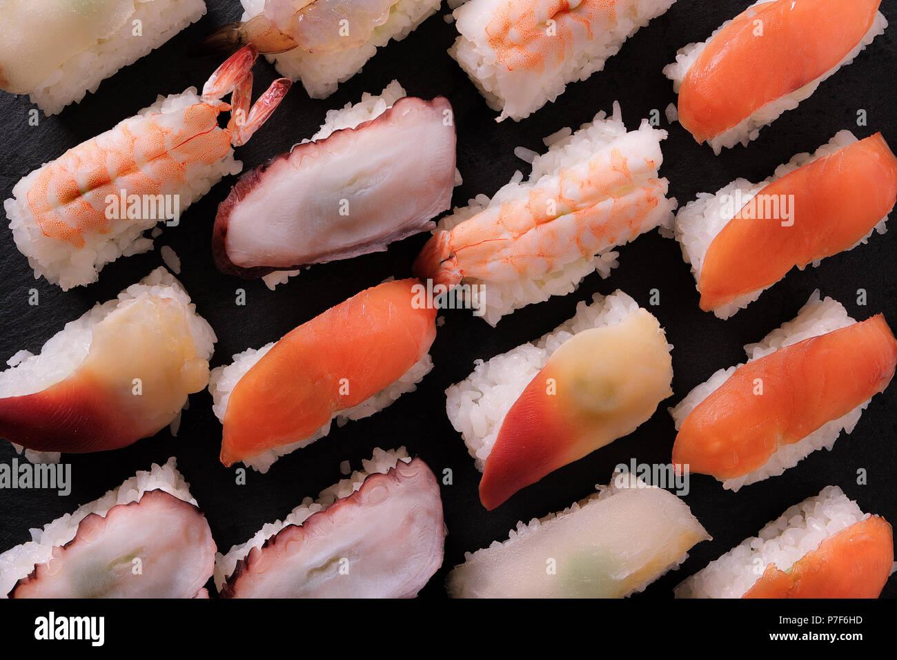Sushi japanese food platter top view Stock Photo - Alamy