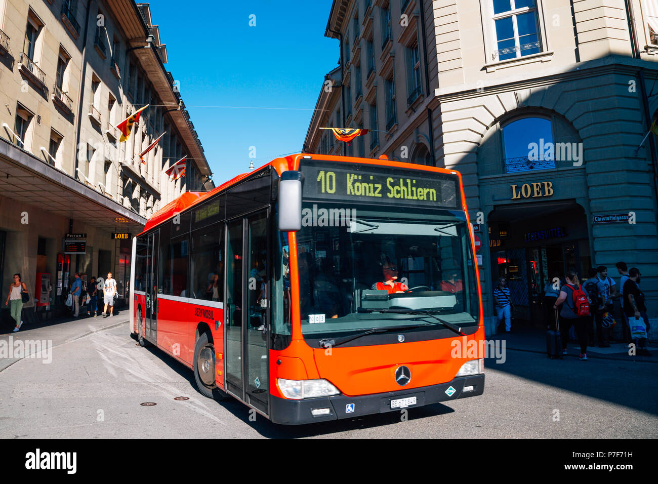 Switzerland - August 23, 2016 : Bern old town and public bus Stock ...