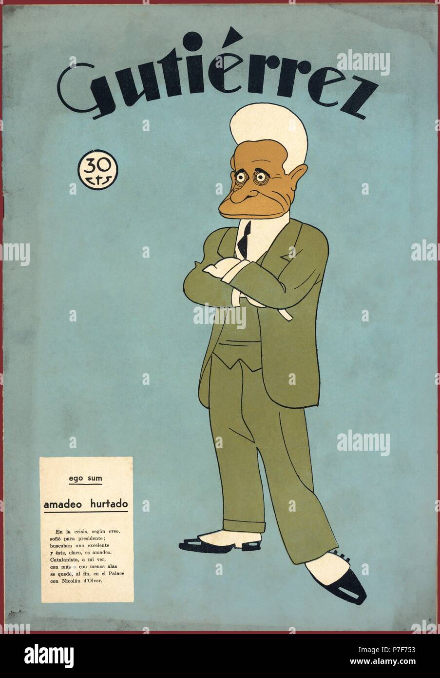 Portada de la revista satírica Gutiérrez. Caricatura de Amadeo Hurtado ...