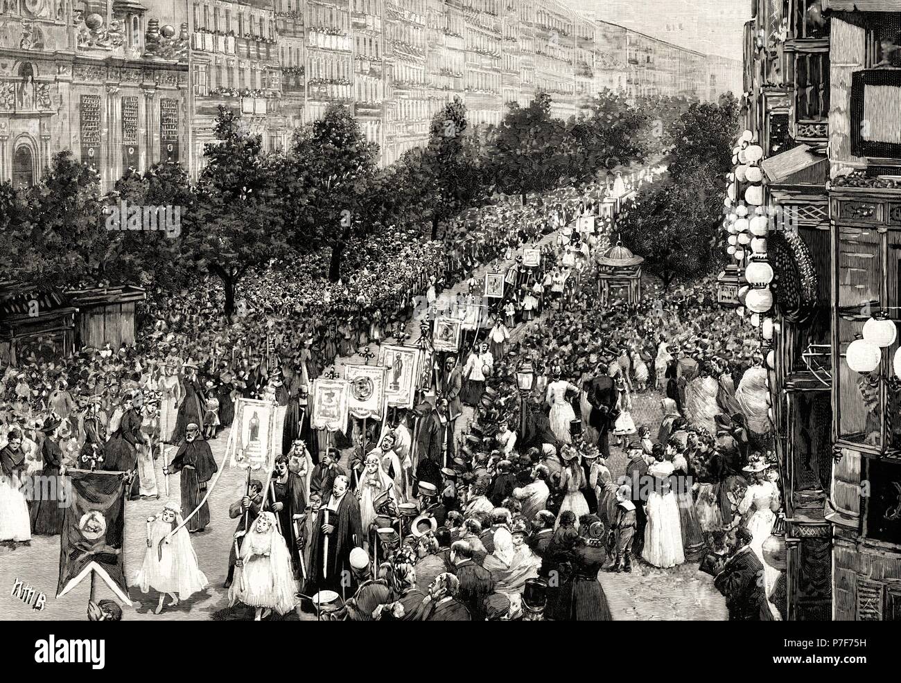 España. Madrid. Procesión de Corpus Christi a su paso por la calle de ...