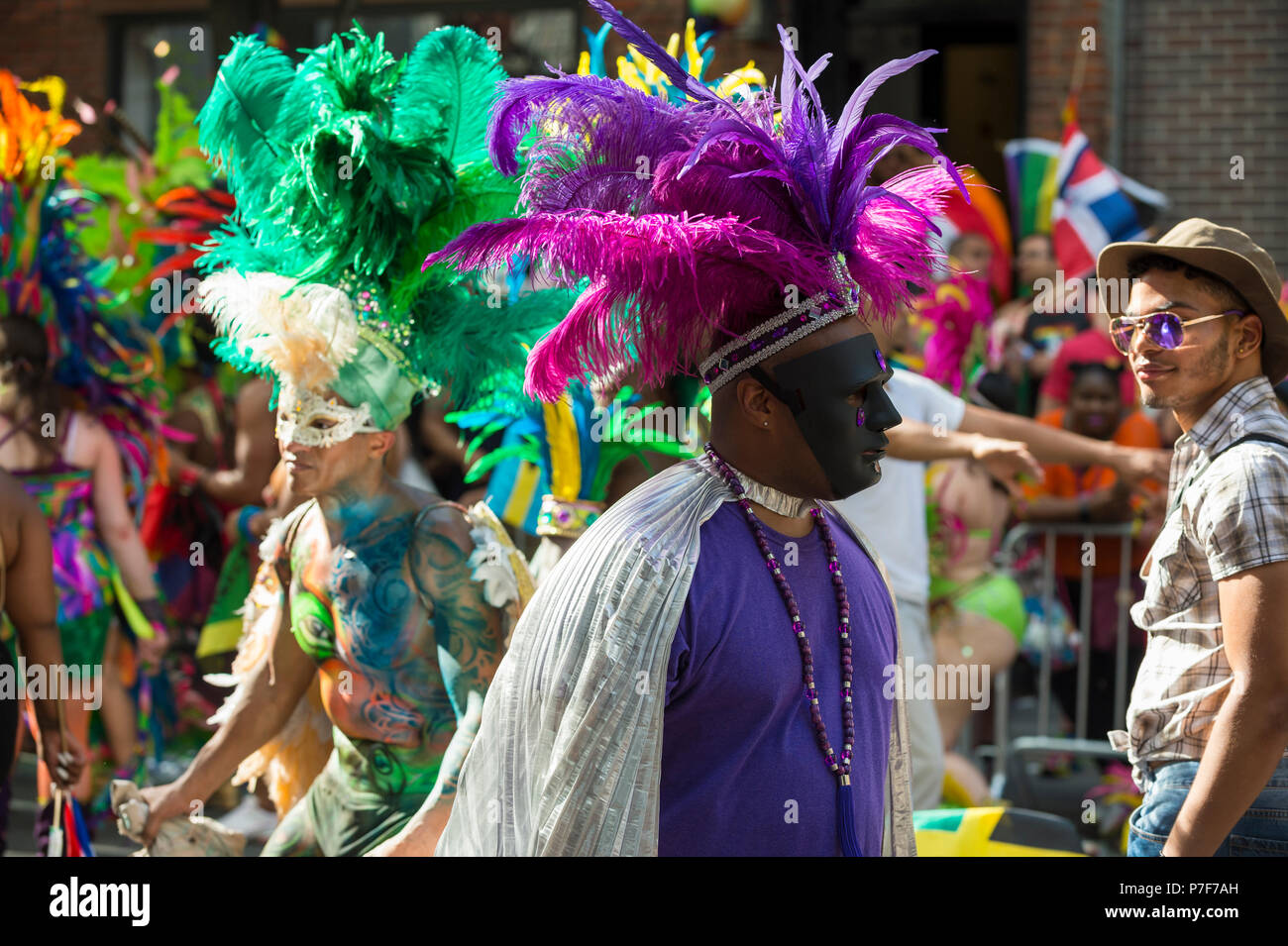 NEW YORK CITY - JUNE 25, 2017: Participants dressed in flamboyant ...