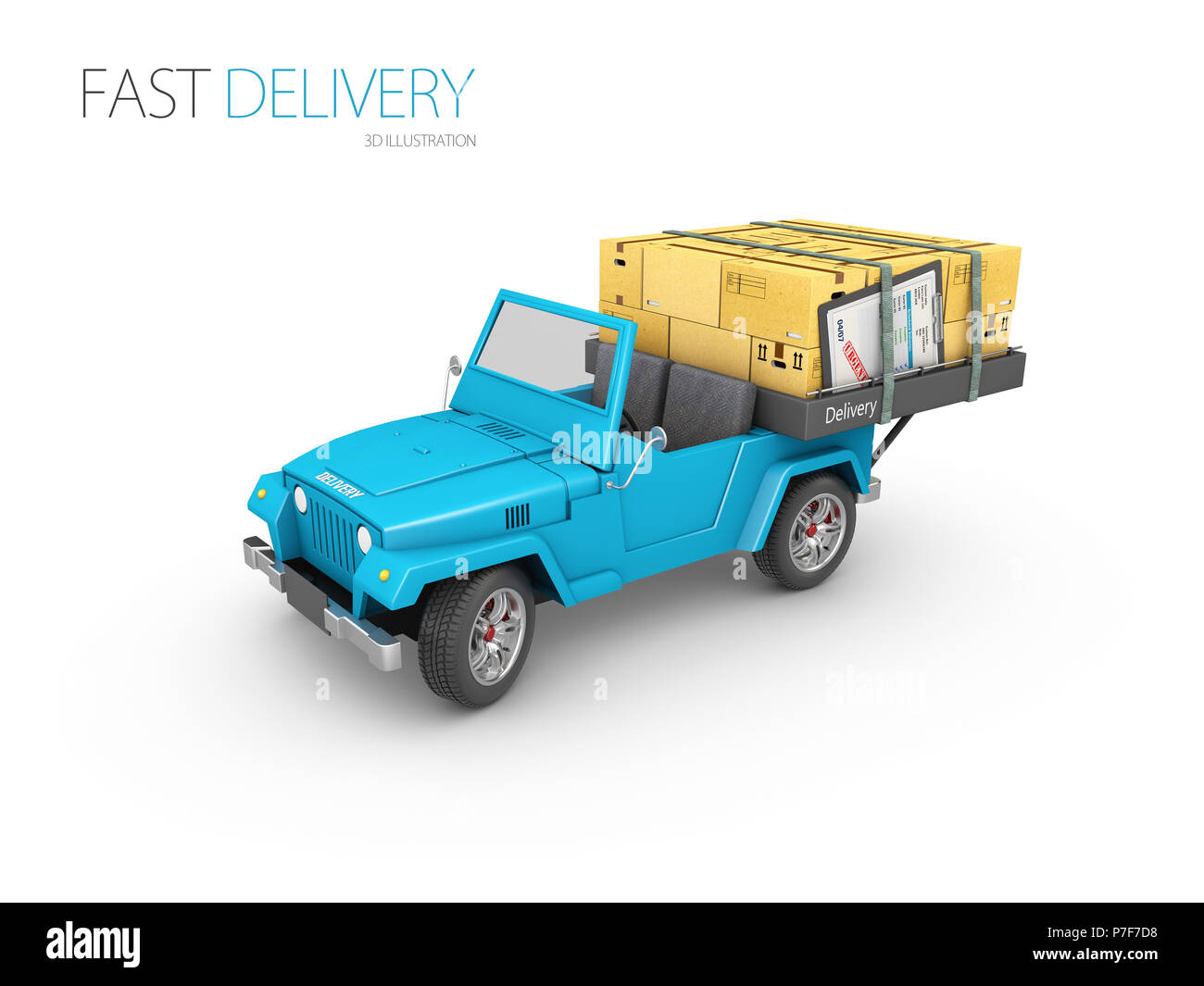 Express Delivery, Fast deliverycar 3d illustration isolated white Stock ...