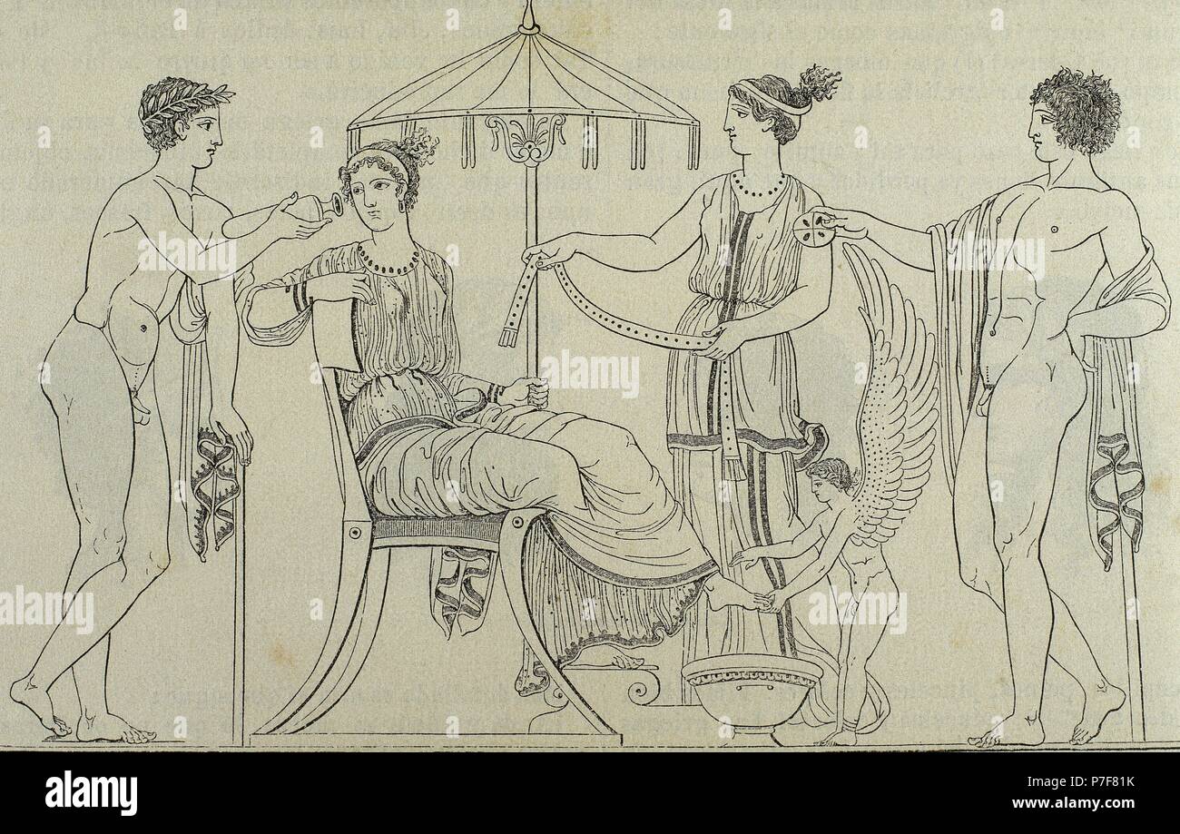 HISTORIA DE LA ANTIGUA GRECIA. NOVIA ataviada para la celebración de la ...