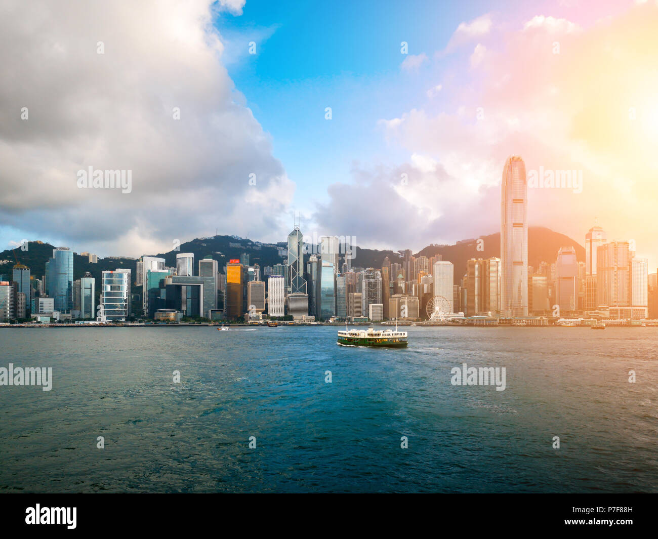hong kong harbour view with sunlight Stock Photo - Alamy